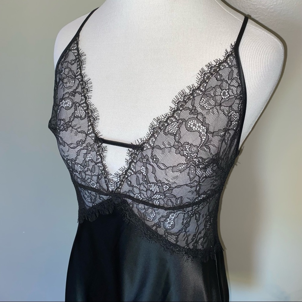 Vs Sheer Eyelash Lace Satin Slip Nighty - Gem